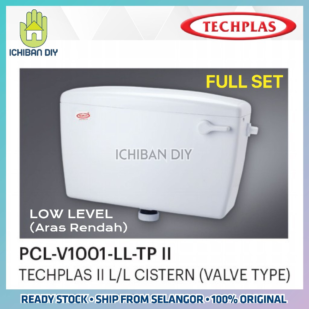 TECHPLAS II Low Level Cistern V1001-LL 9L Plastic Flush Water Tank ...
