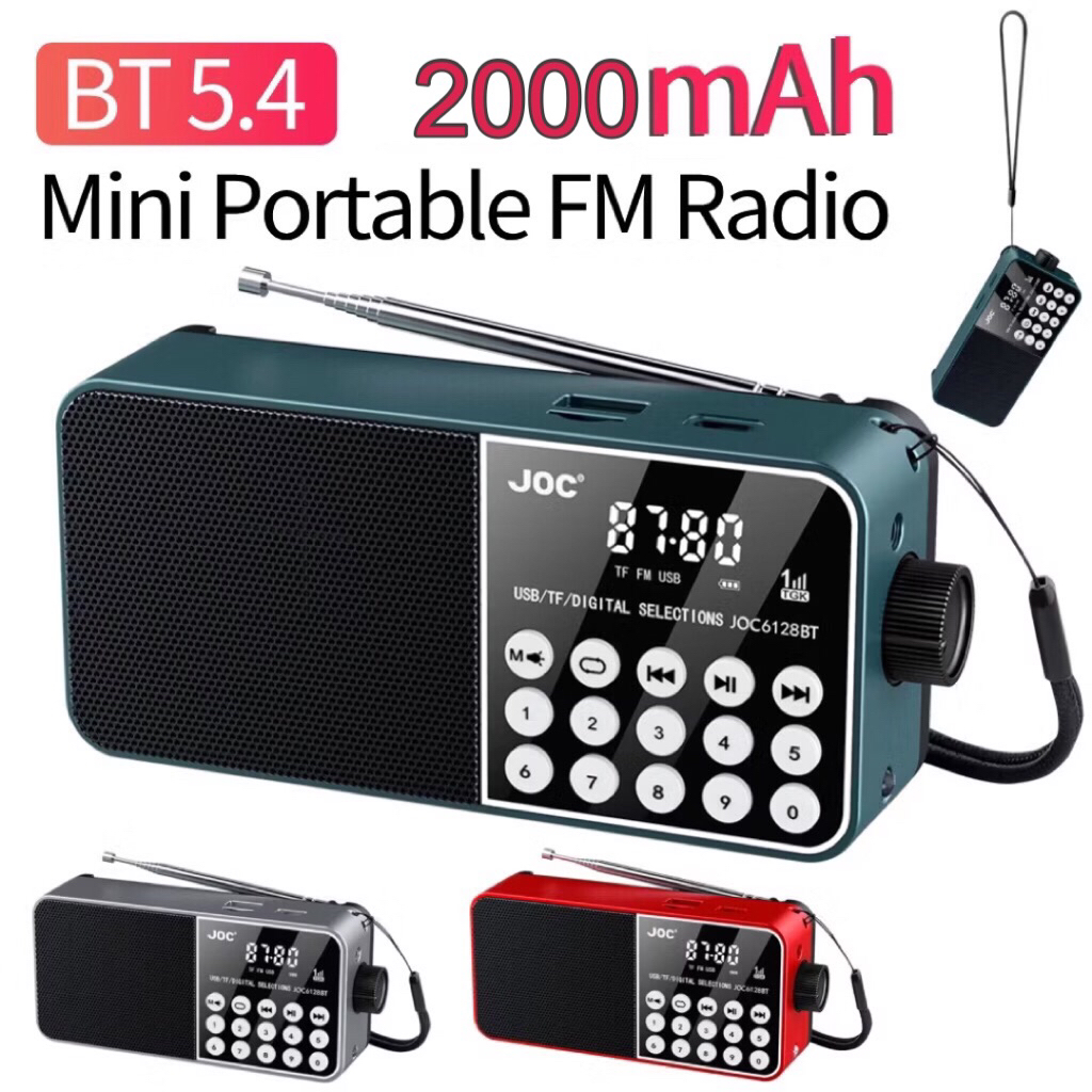 JOC H6128BT Mini Portable Wireless Bluetooth 5.4 Digital Speaker Radio ...