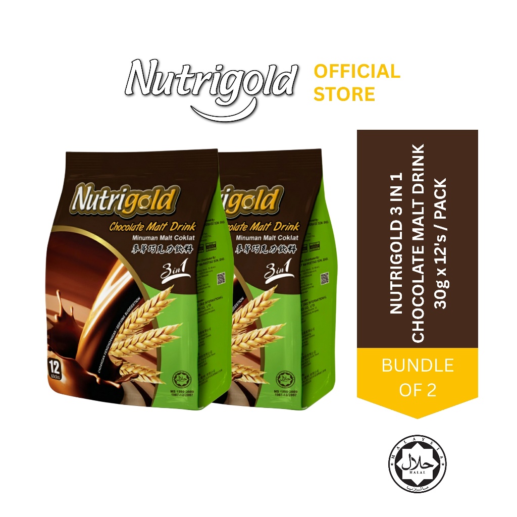 [Bundle of 2] Nutrigold Instant 3 in 1 Chocolate Drink (30g x 12 Sticks ...