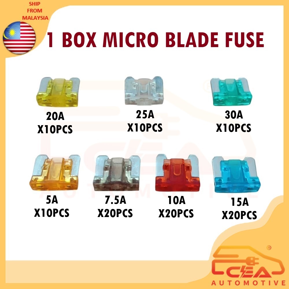 100PCS 1BOX 5A 7.5A 10A 15A 20A 25A 30A MICRO BLADE FUSE LOW PROFILE ...