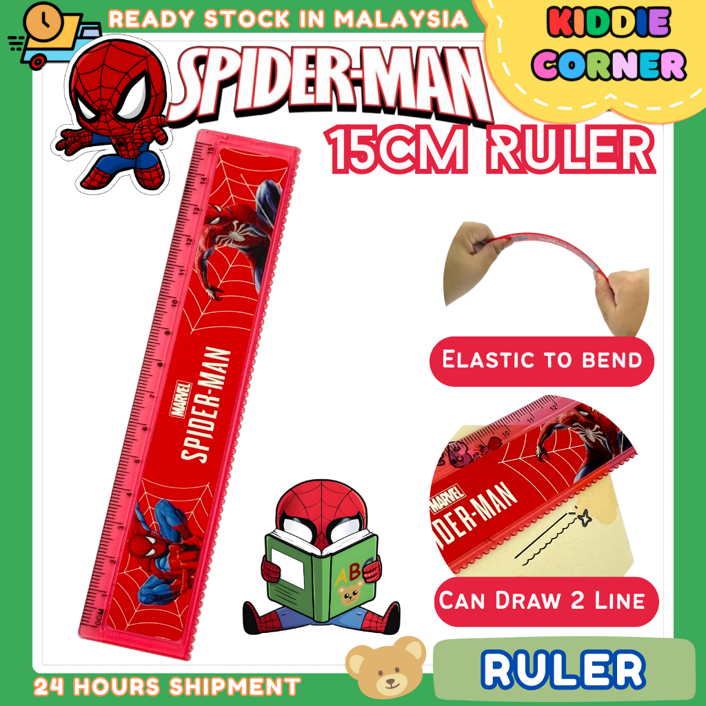 15cm Spiderman spidey Pembaris pelajar transparent ruler stationery ...