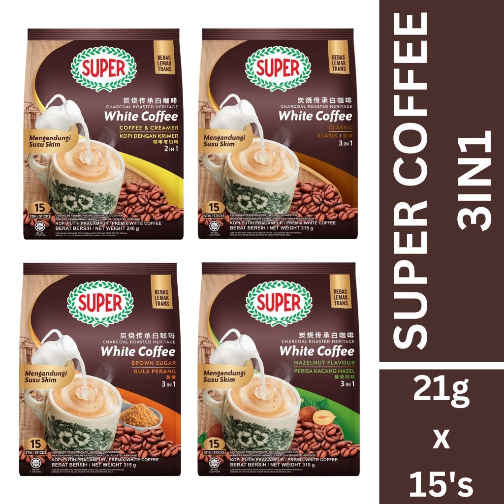 SUPER Instant 3 In 1 White Coffee (21g x 15's) | Shopee Singapore