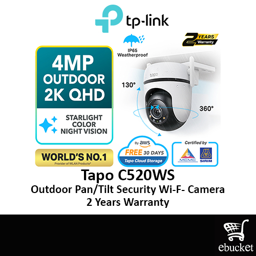 TP-Link Tapo C520WS 2K 4MP Outdoor Pan Tilt Camera/AI Detect/WiFi CCTV ...