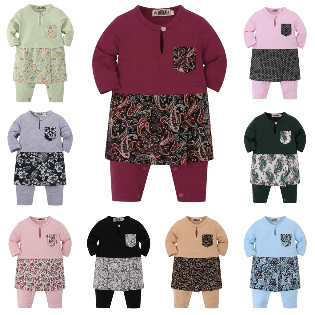 New Born Baju Raya Baju Melayu Sampin Rompers Baby Baju Jumpsuit Kain ...