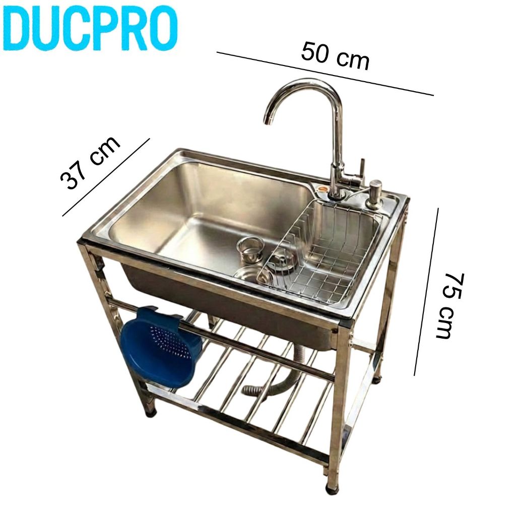 Sinki 50*37*75cm 304 Stainless Steel Kitchen Sink with Drain pipes and ...