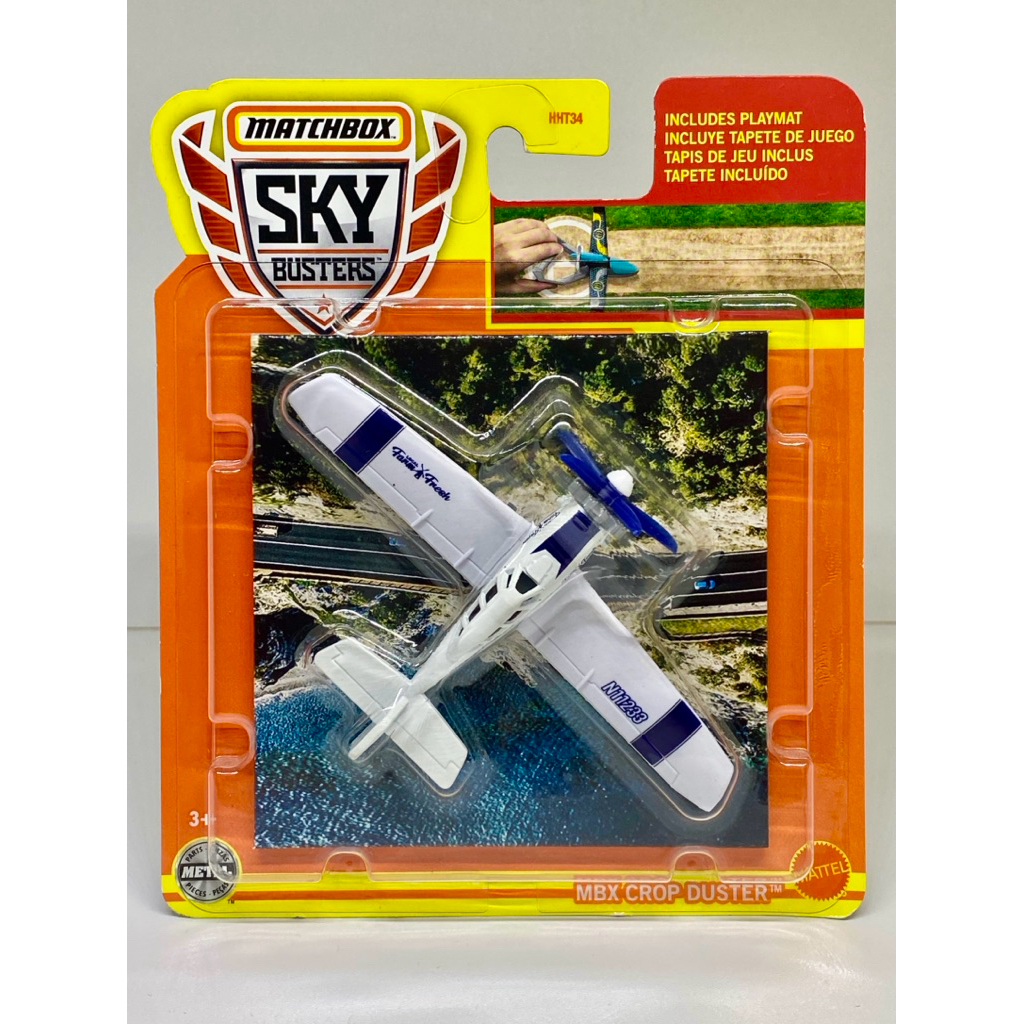 Matchbox MBX CROP DUSTER White Blue Sky Busters Agricutural Aircraft 1/ ...