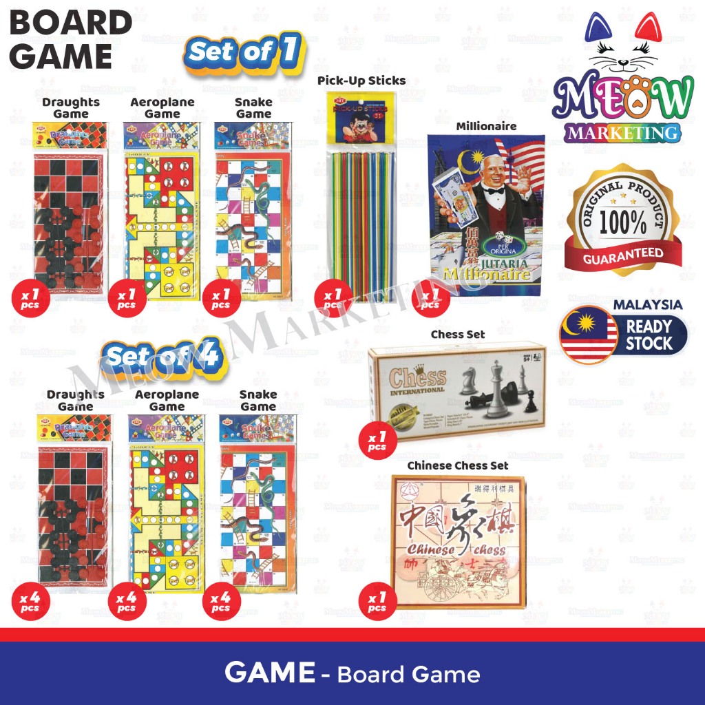 Board Game - Draughts/Aeroplane/Snake/Pick Up Stick/Chess Set Chess Set ...