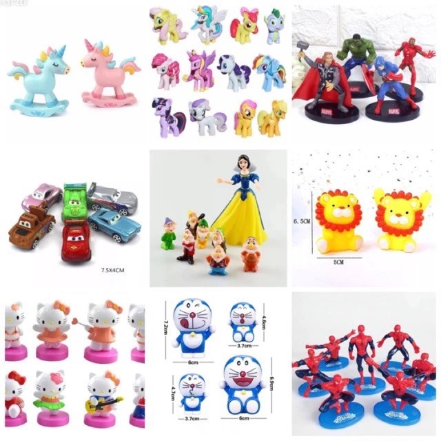 CARTOON CAKE TOPPER FIGURE MARVEL FROZEN DORAEMON LITTLE PONY SPIDERMAN ...