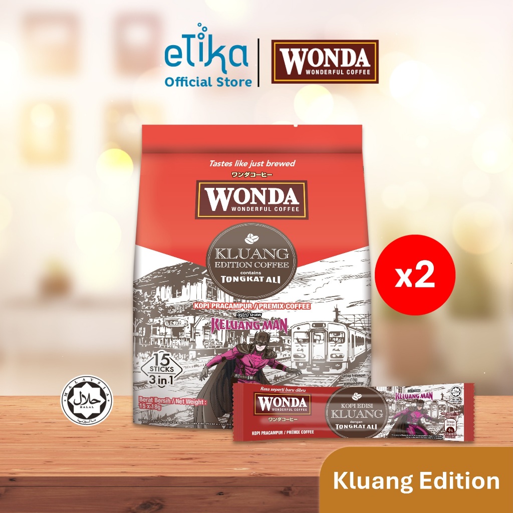 Wonda 3 In 1 Kluang Coffee 18g x 15 sachets x 2 packs (M. Cluster ...