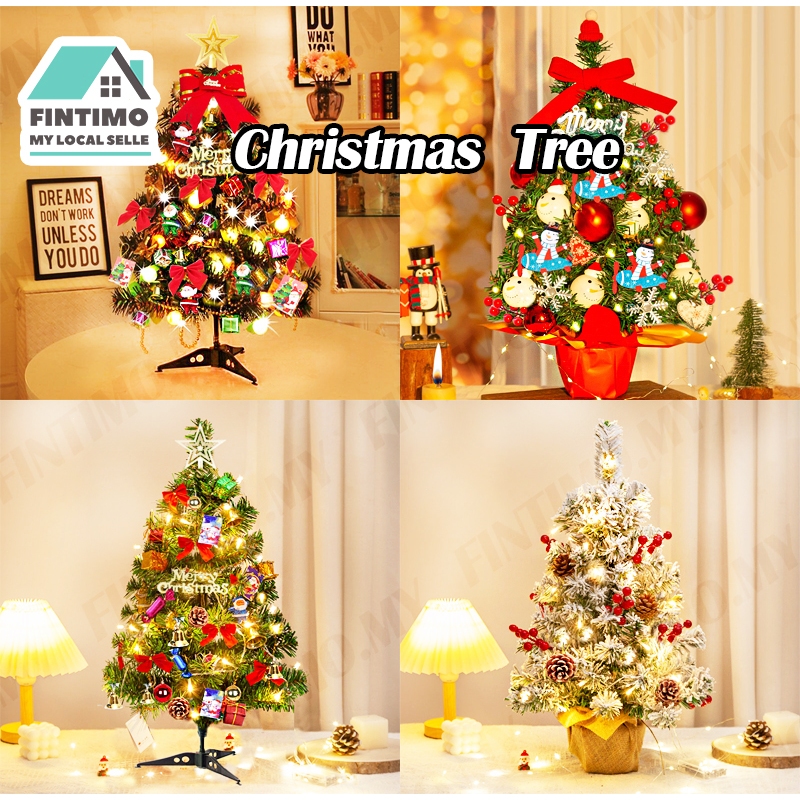 【MY】 50cm 60cm Christmas Tree Table Desktop Mini Small Xmas Light Set ...