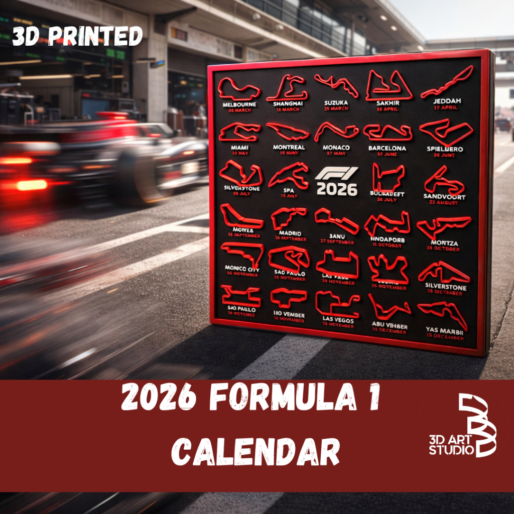 3D Printed Formula 1 Wall Art – F1 2026 Race Calendar Track Display ...