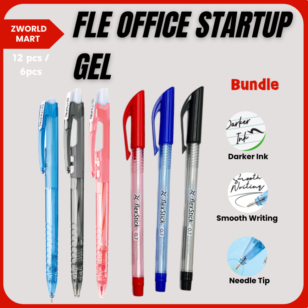 Fle office Startup Gel- B021 & Flex Stick Gel- B08 ( 0.5mm/0.7mm) 6pcs ...
