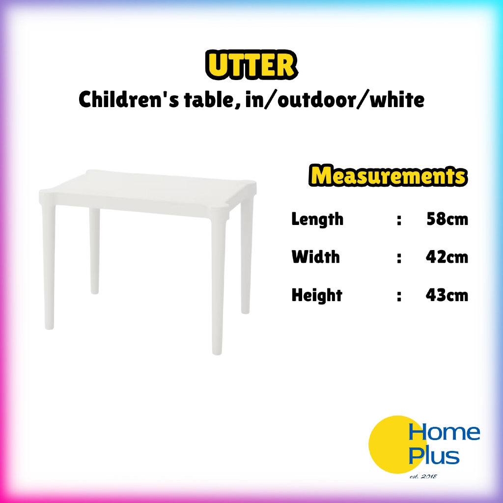 HomePlus ️ IKEA UTTER Children's table, in/outdoor/white | Shopee Singapore