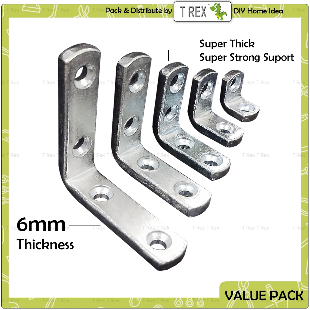 T Rex DIY Super Thick 6mm Mild Steel Metal Angle L Bar Join Bracket ...
