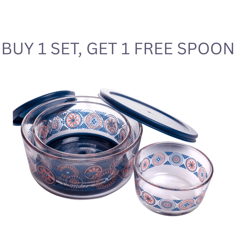 Set Of 3 Round Borosilicate Glass Container | Shopee Singapore