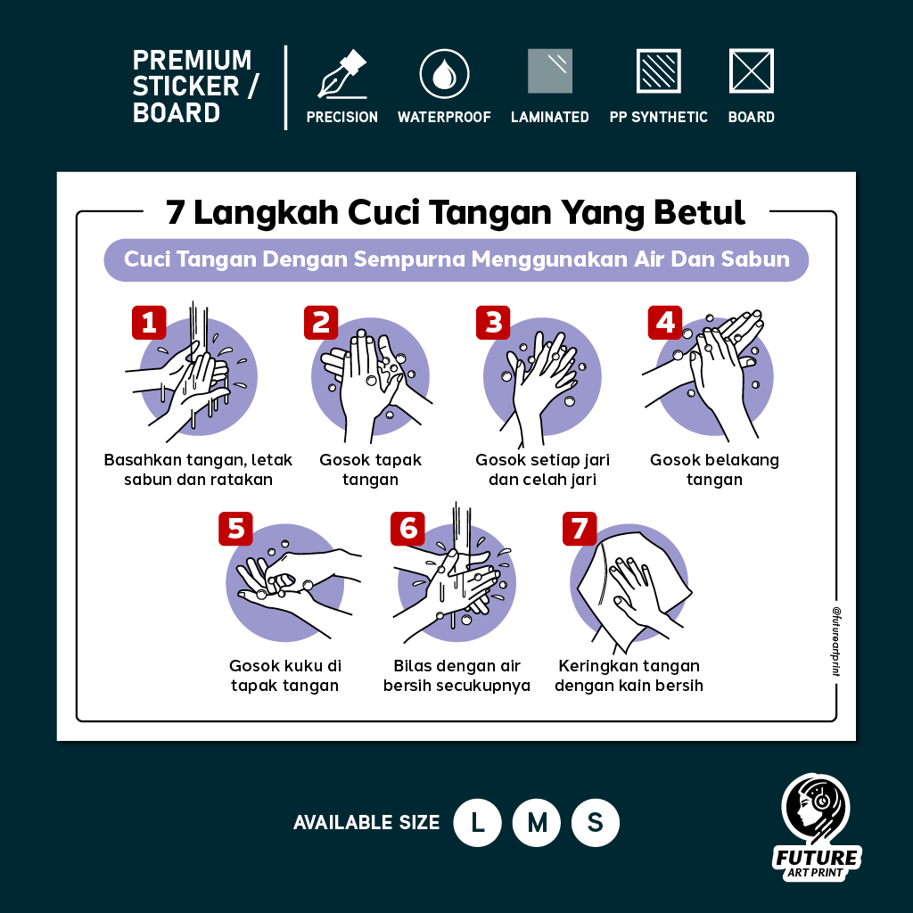 7 Steps to Wash Your Hand. Sticker Sign Signboard Board. Sticker ...