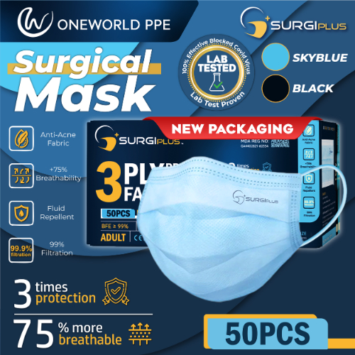 【SurgiPlus】 Premium Surgical Face Mask 3 & 4 Ply ASTM Lvl 2-3/EN Type ...
