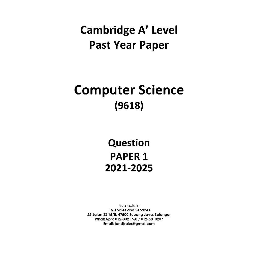Cambridge A Level Computer Science (9618) Past Year 2021-2025 | Shopee Singapore