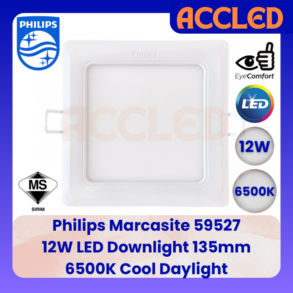 Philips 59527 Marcasite 12W LED Downlight / 6500K Cool Daylight / 135mm ...