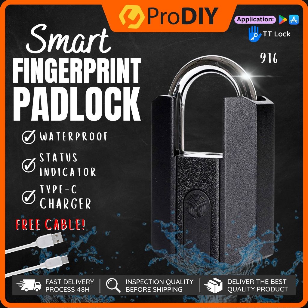 Smart Padlock Fingerprint Padlock Digital Padlock Waterproof Mobile ...