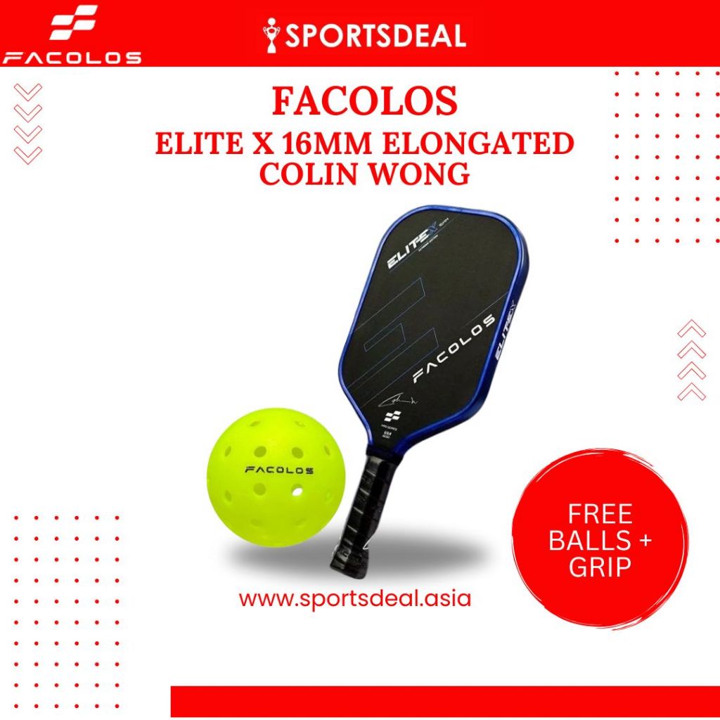 Facolos Elite X 16mm Elongated Colin Wong Edition Pickleball Paddle ...