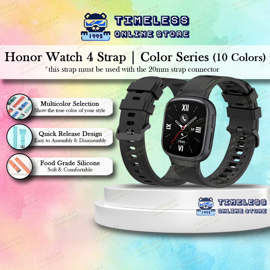 Honor Watch 4 Strap, Color Series (20mm) Smartwatch Band, Metal Black ...