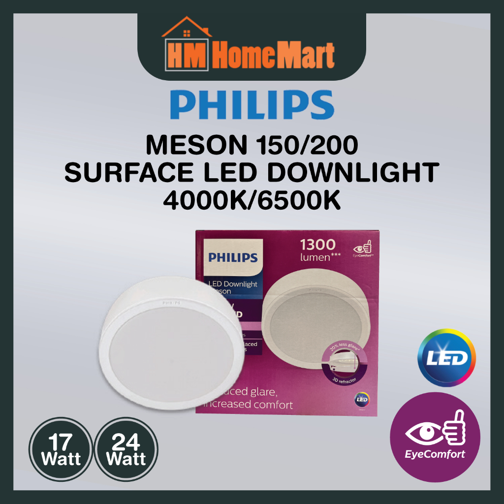 PHILIPS MESON LED Surface Downlight 17W/24W (1 YEAR WARRANTY) | Shopee ...