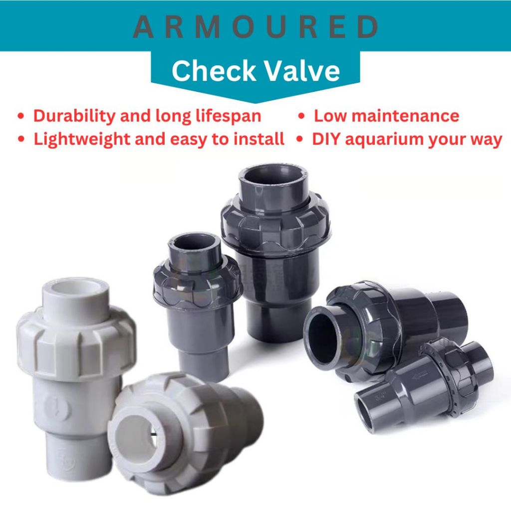 PVC Check Valve One Way Water Flow Connector Single Union Fitting DIY ...