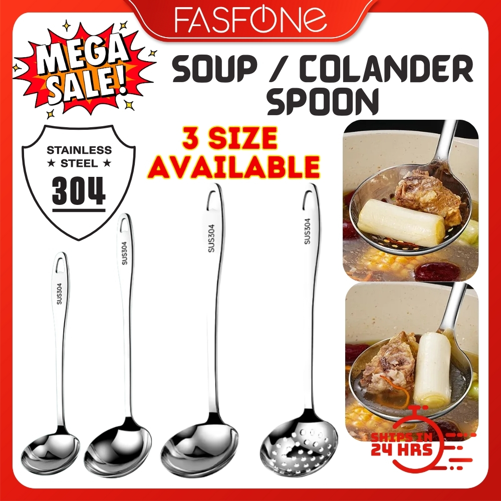 FASFONE Stainless Steel Soup Spoon Strainer Colander Filter Water ...