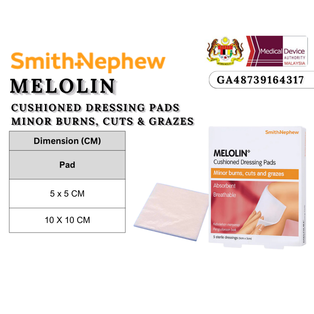 Smith & Nephew Melolin Cushioned Dressing Pads | Non-Adherent Absorbent ...