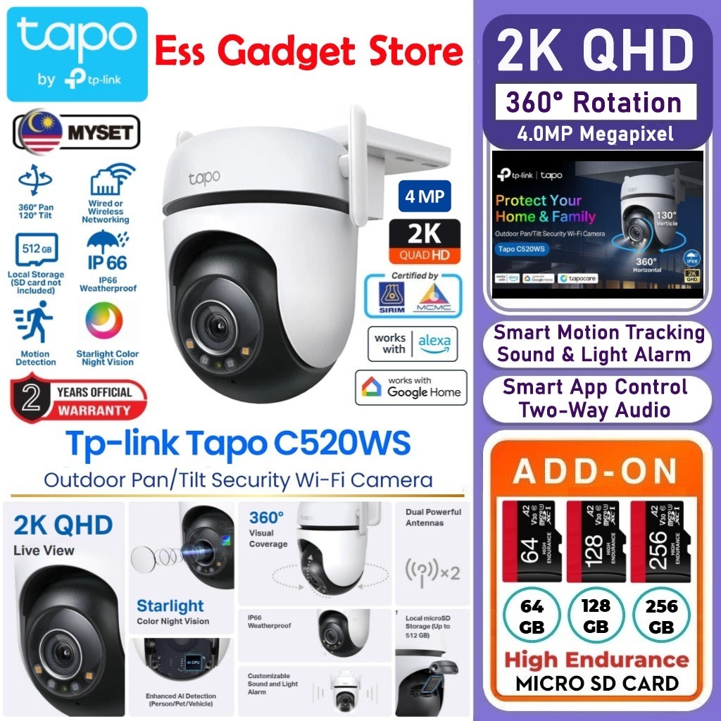 TP-LINK Tapo C520WS 2K QHD Outdoor 360 Pan/Tilt Security Camera | CCTV ...