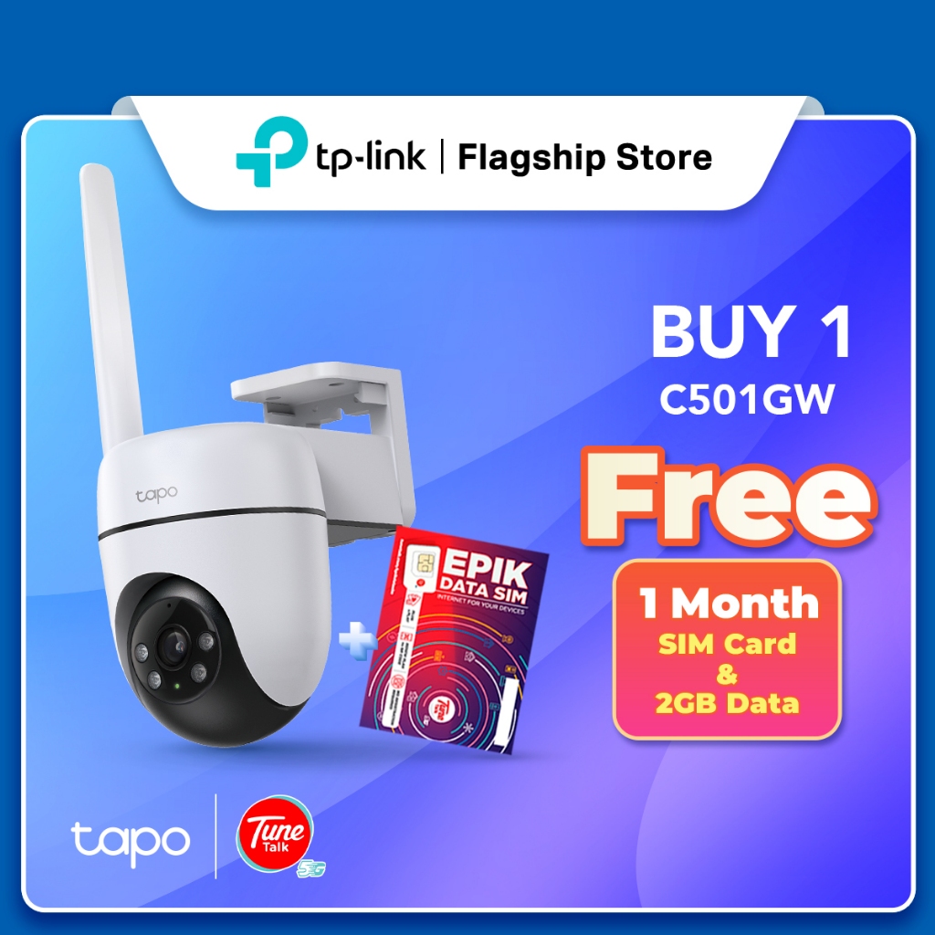 TP-Link Tapo 4G SIM Card & POE 2MP CCTV Camera Outdoor IP66 Waterproof ...