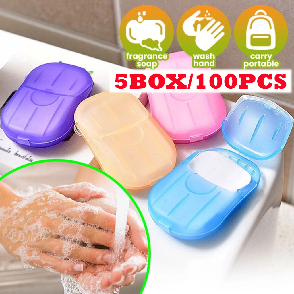 (100pcs/5box) Disposable Hand Wash Soap Paper Flower Fragrance Travel ...