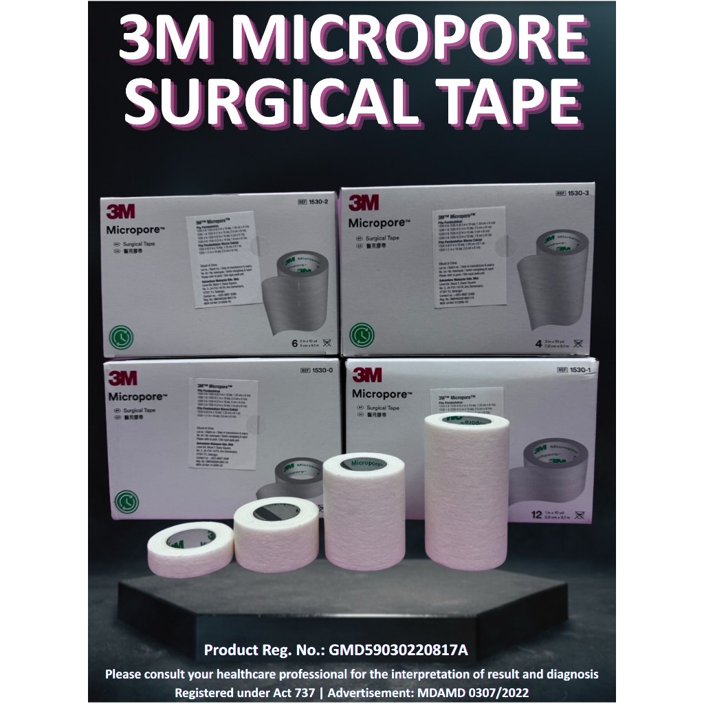 [No Dispenser][1530] 3M Micropore Surgical Tape Plaster Pita Luka ...