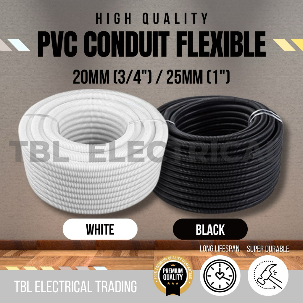 PVC Conduit Corrugated Flexible Pipe 3/4" 20mm 1" 25mm Flexible ...