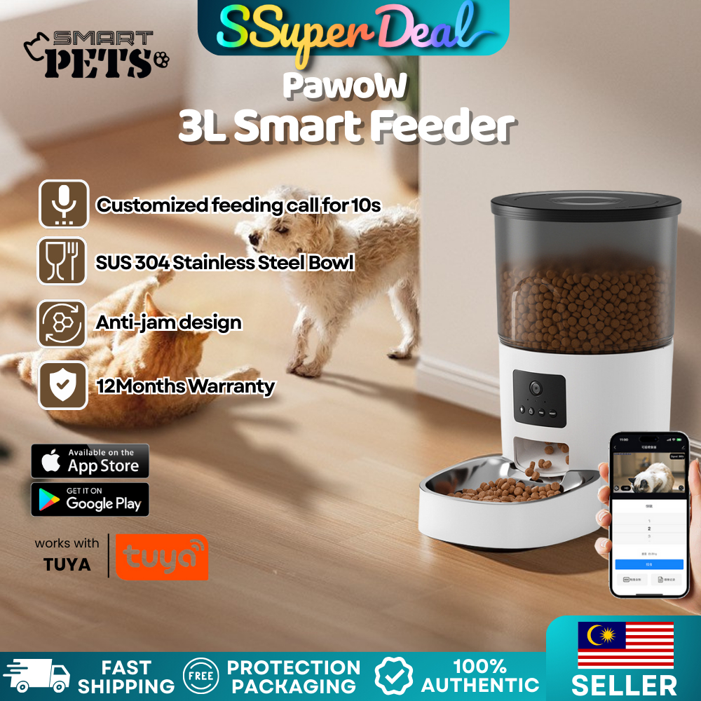 SmartPets PaWow 3L Automatic Pet Feeder (Wi-Fi Ver / Camera Ver ...