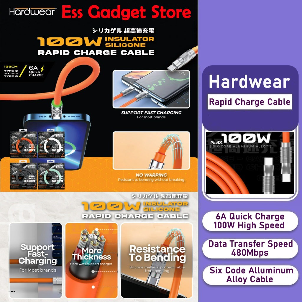 Hardwear 100W Huge-Capacity Fast Charging Cable 6A USB C to C | Type C ...