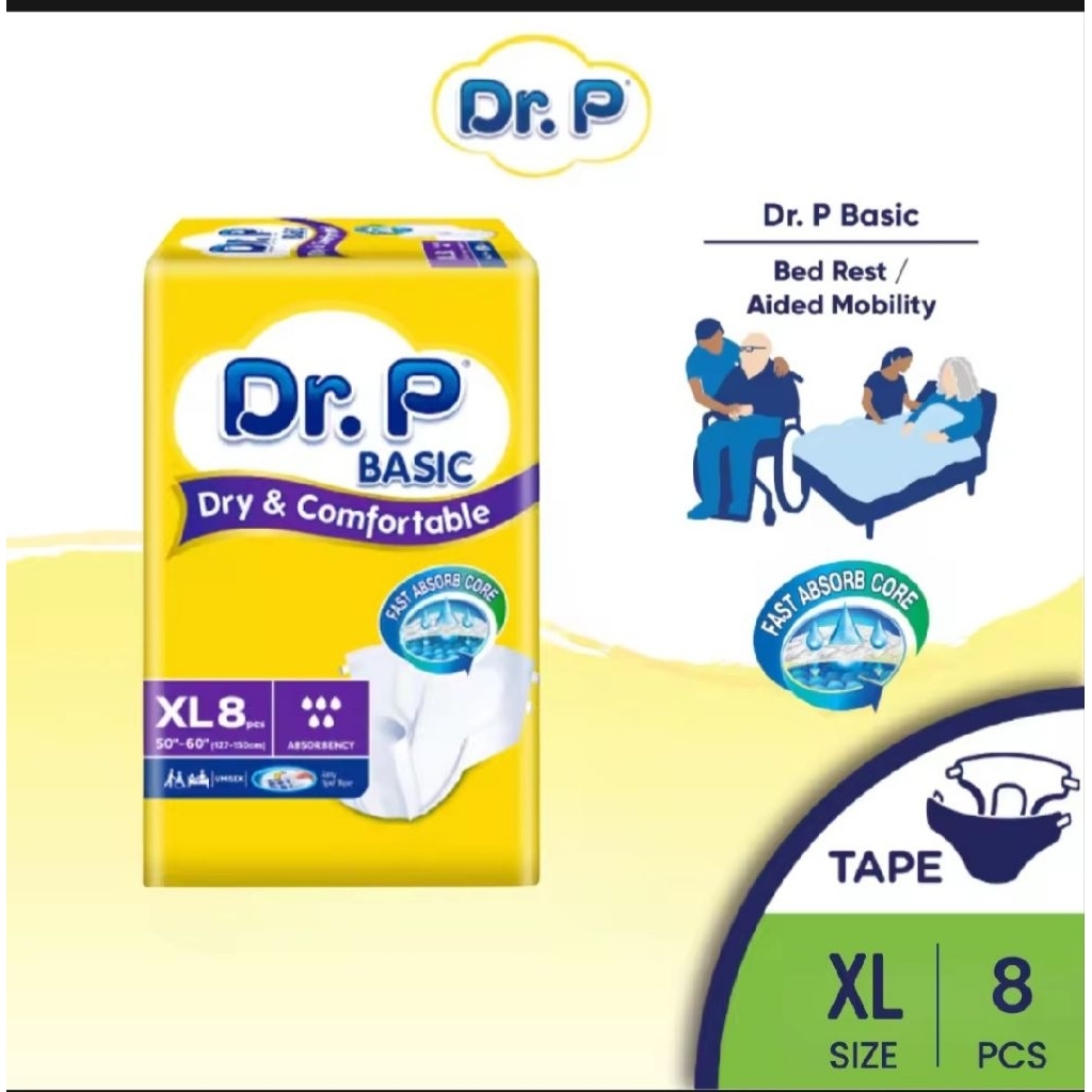 DR P Basic Adult Diaper - Tape (M10s / L8s / XL8s) | Shopee Singapore
