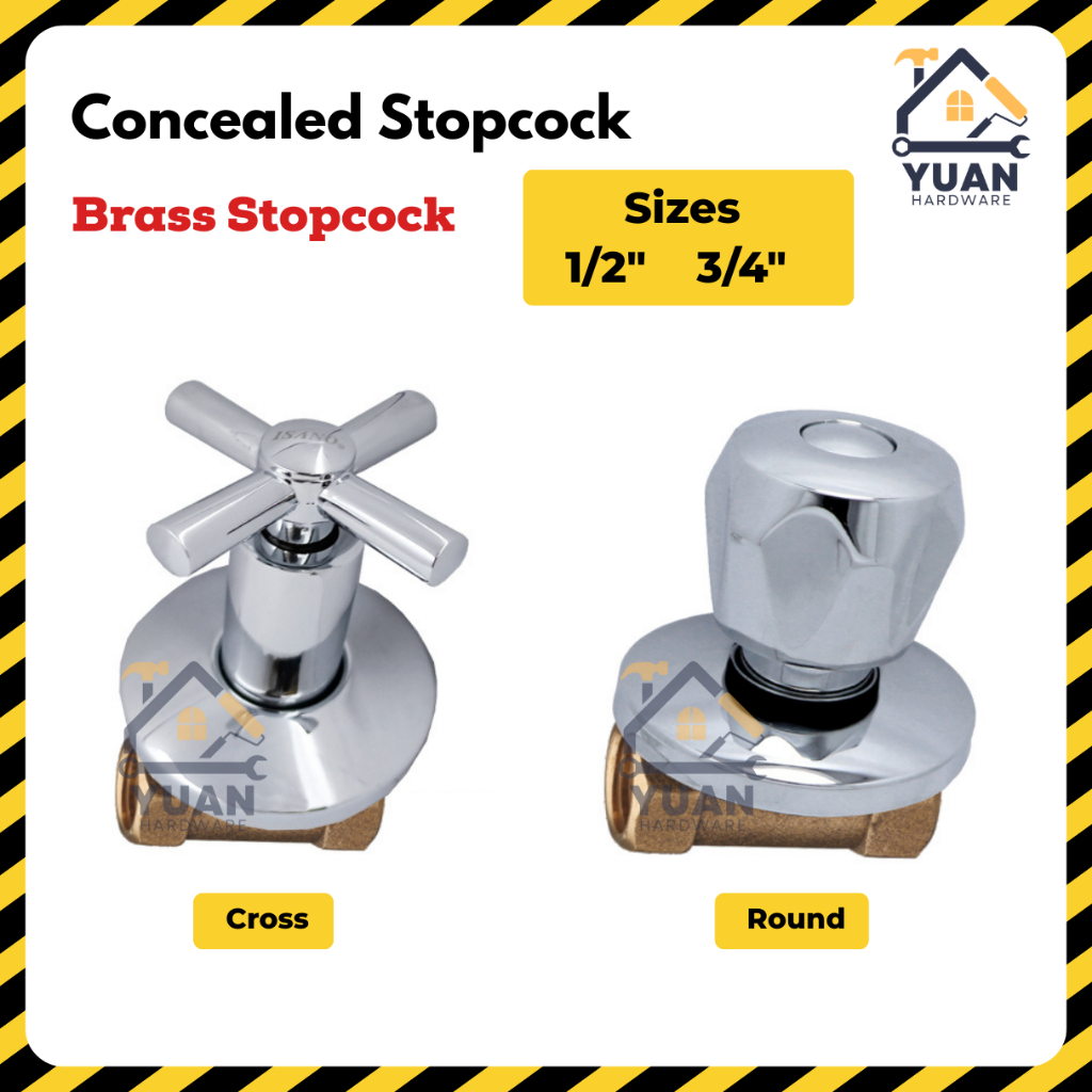SIRIM 1/2" 3/4" Brass Concealed Stop Cock | Wall Mounting Handle Shower ...
