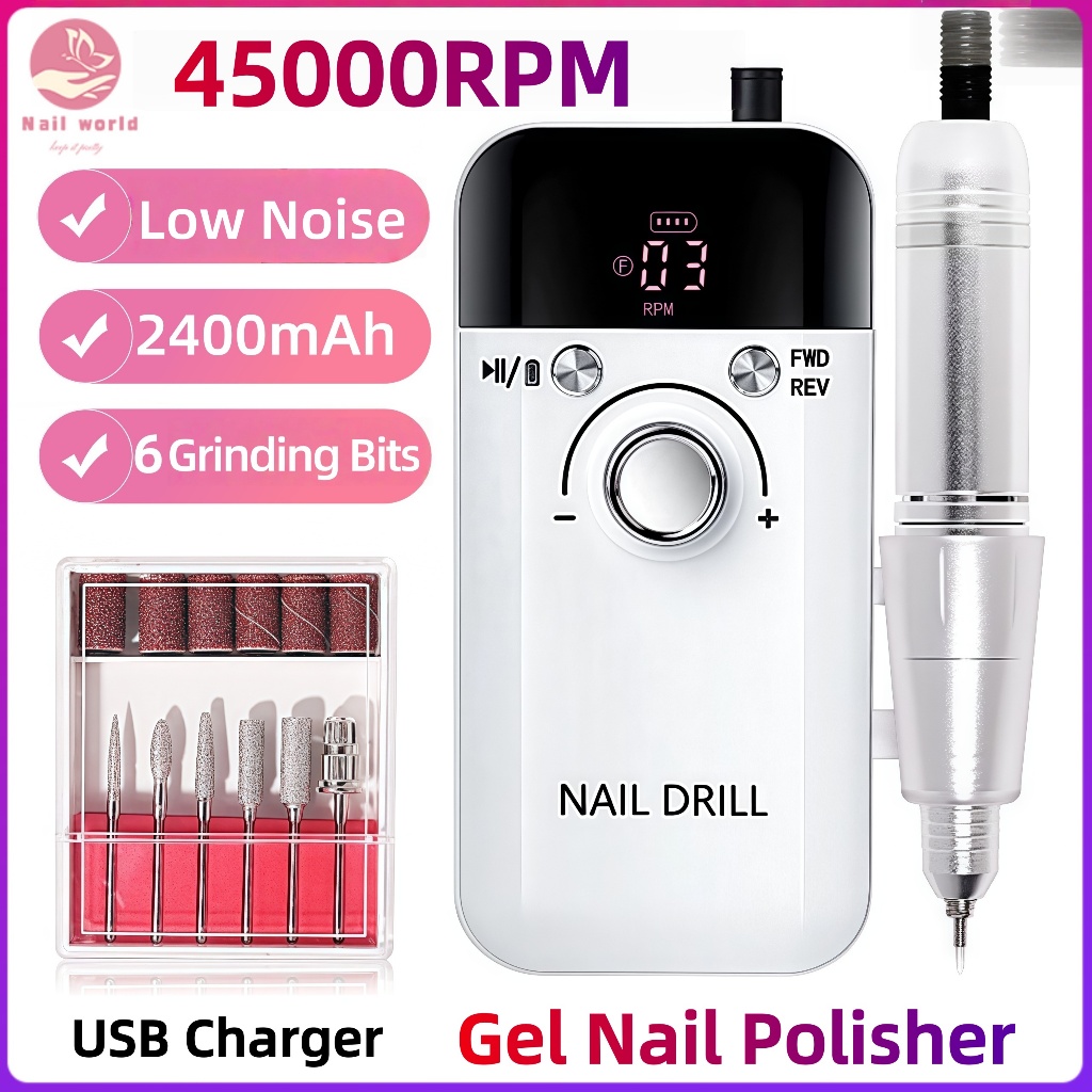 45000RPM Nail Drill Machine Electric Gel Nail Polish Remover Nail ...