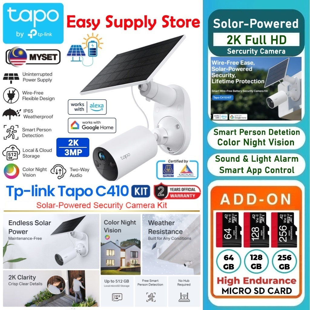 TP-Link Tapo C410 KIT 2K HD 3MP | Solar-Powered Security CCTV Camera ...