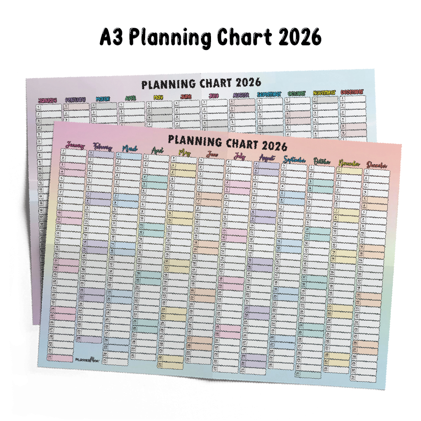 (5pcs) 2026 A3 Size Planning Chart Kalendar simili paper wall calendar ...