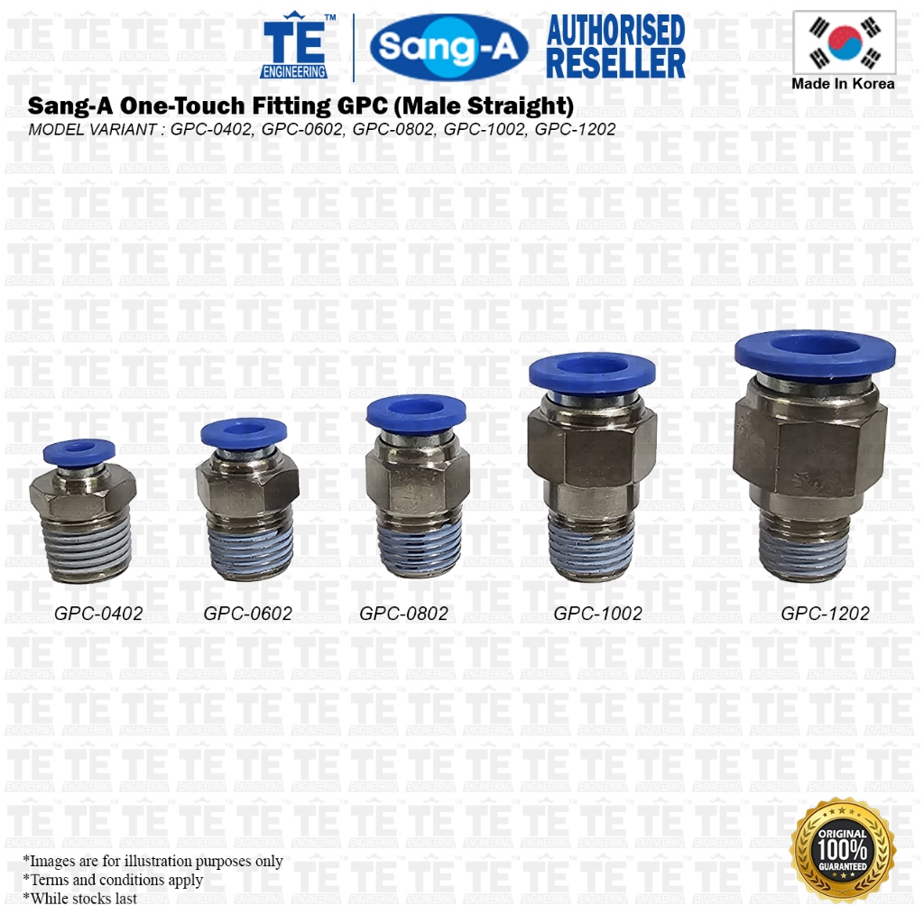 SANG-A Pneumatic One-Touch Fittings ( Male Straight ) GPC 0402 / 0602 ...