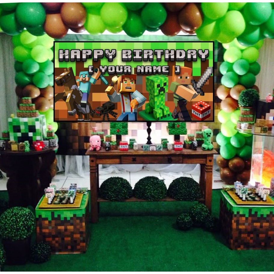 MINECRAFT BIRTHDAY BACKDROP BANNER 6FT X 3FT | Shopee Singapore