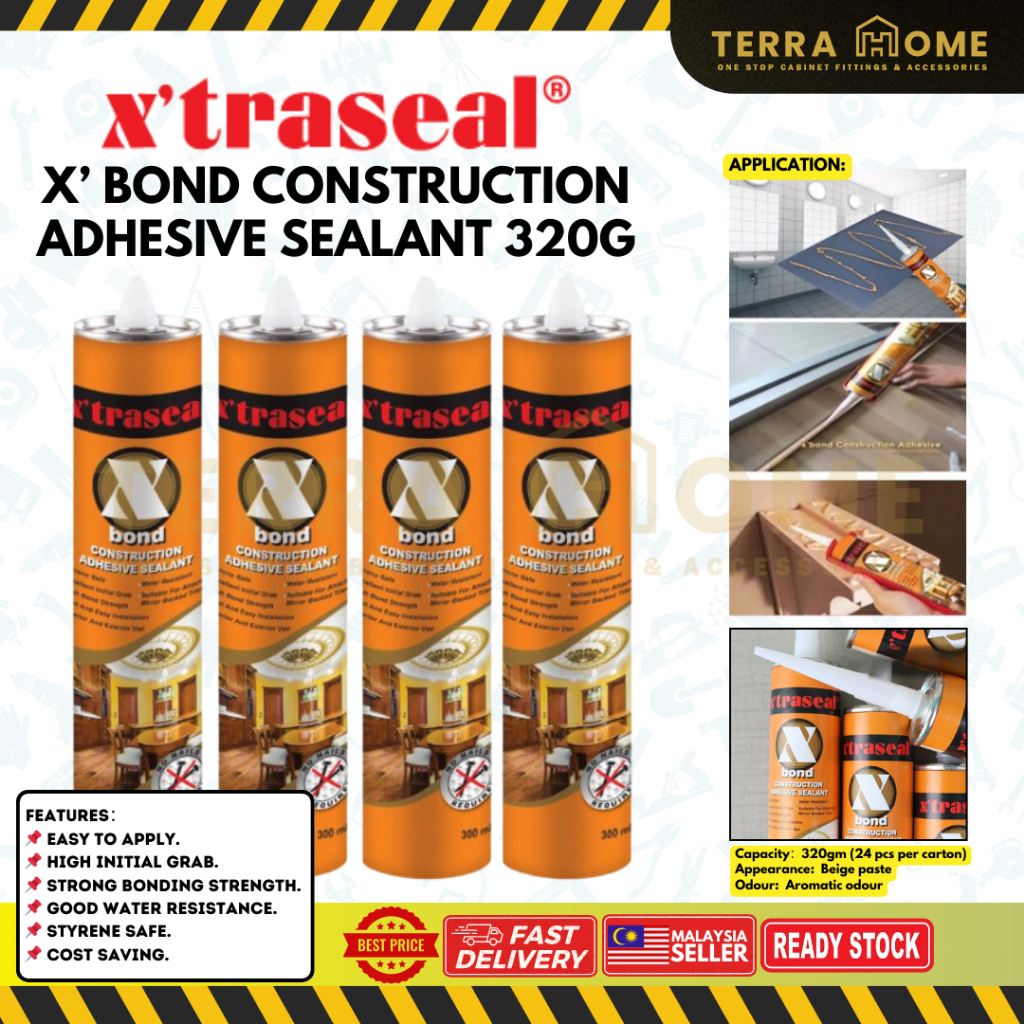 X'traseal X'bond Construction Adhesive Sealant 320G/ Wainscoting / Gam ...
