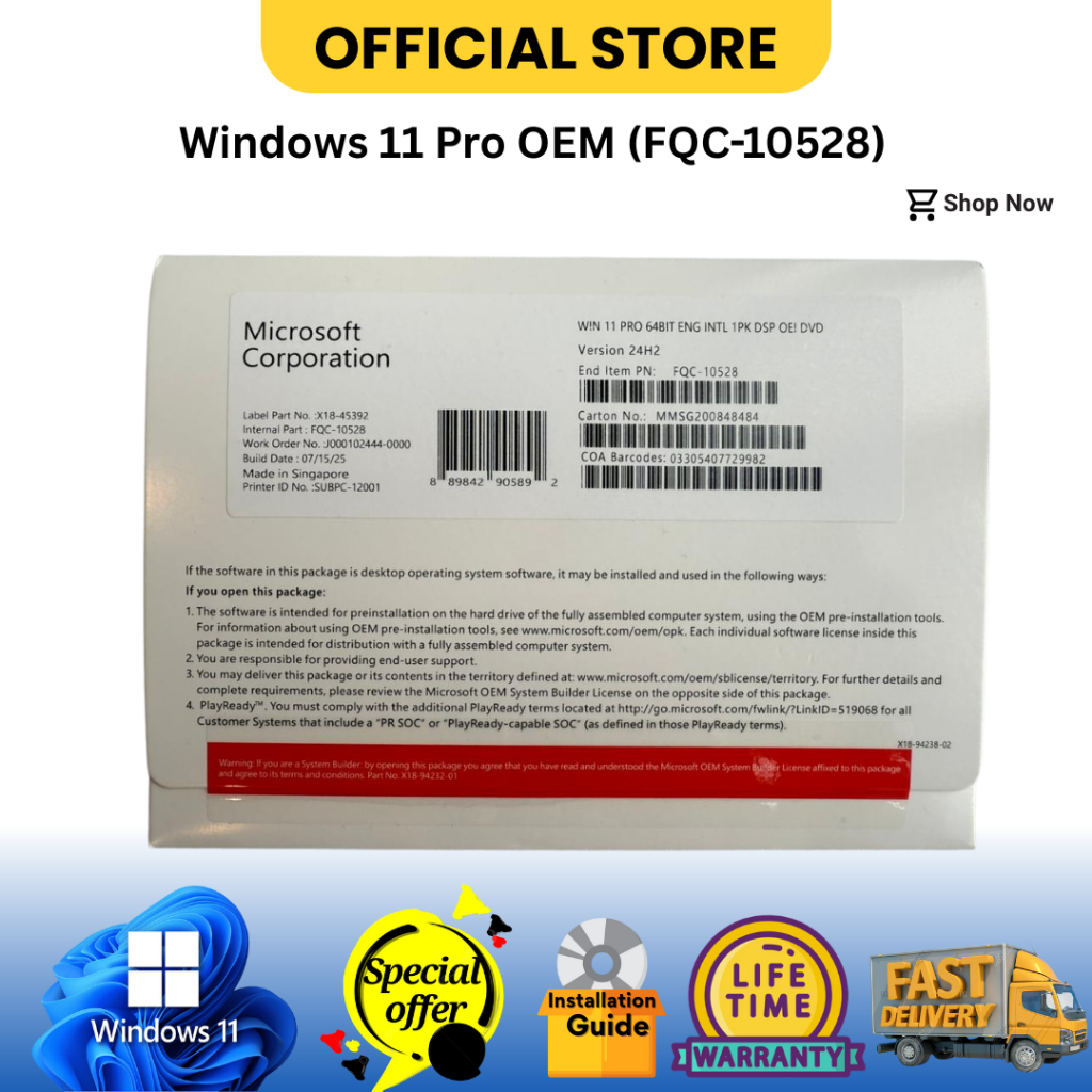 Microsoft Windows 11 Professional OEM (FQC-10528) | Shopee Singapore