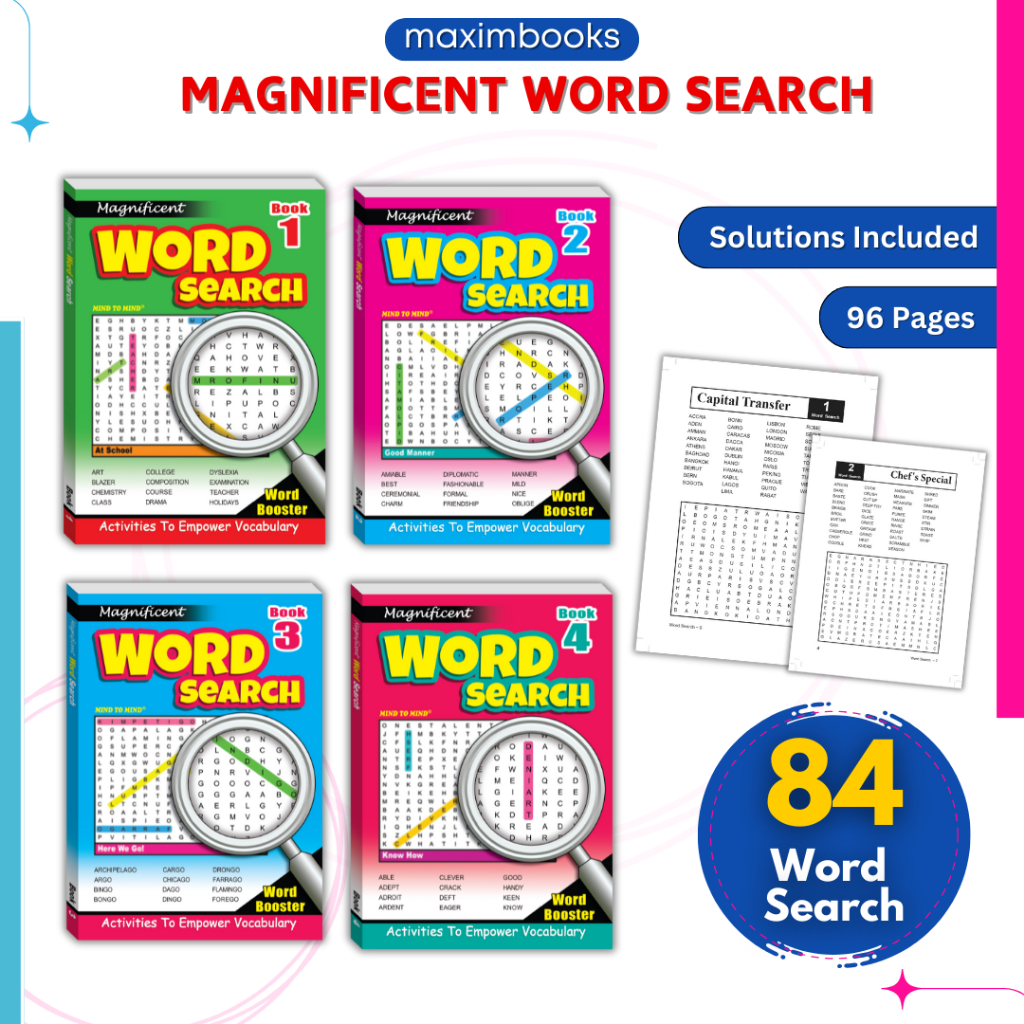 Magnificent Word Search Book Set (1-8) | Word Search | Buku Cari Kata ...