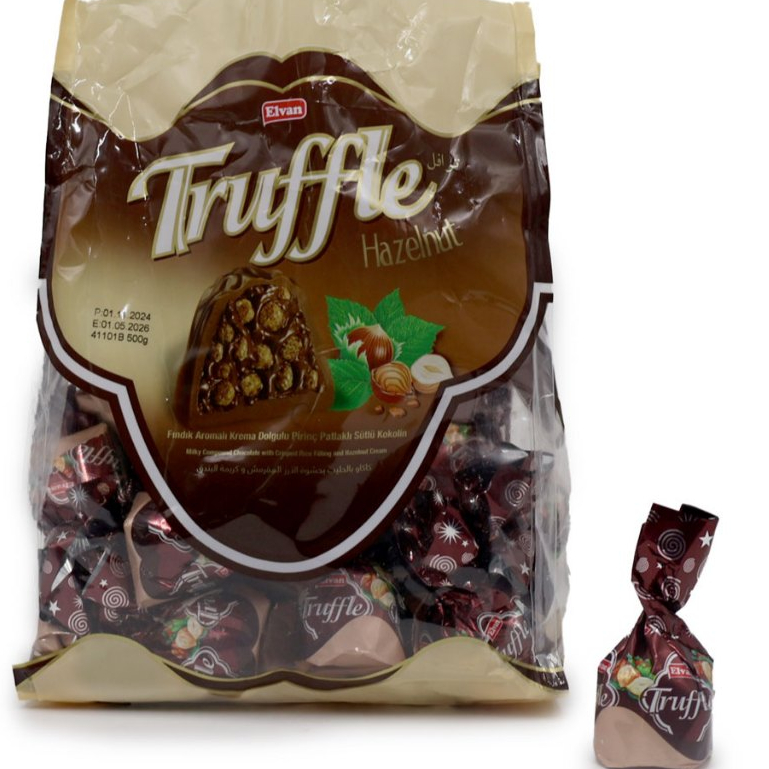 TRUFFLE BAG 500G HAZELNUT MILKY CHOCOLATE WITH CRISPED RICE FILING AND ...