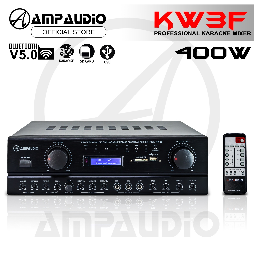 AmpAudio KW3F Karaoke Amplifier with Bluetooth, Optical Input & Key ...