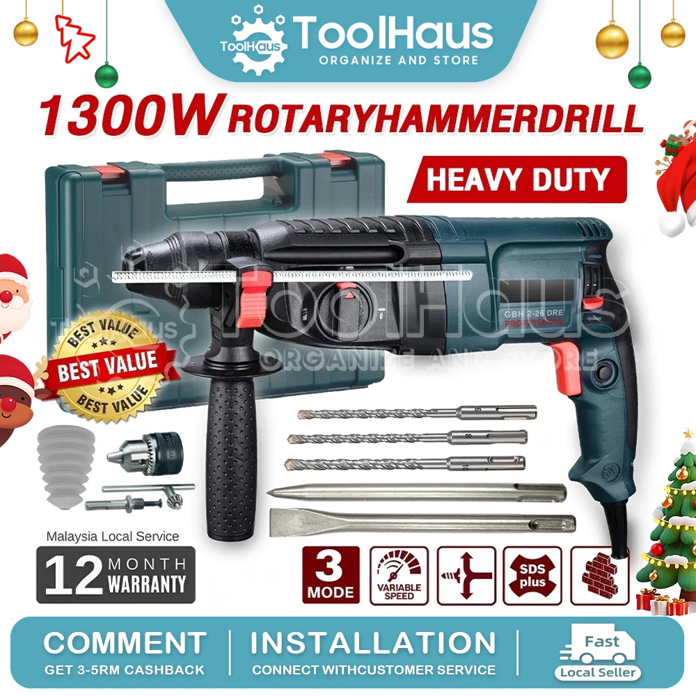 1300W 3 Mode Rotary Hammer Drill Electric Demolition Hammer Drill ...
